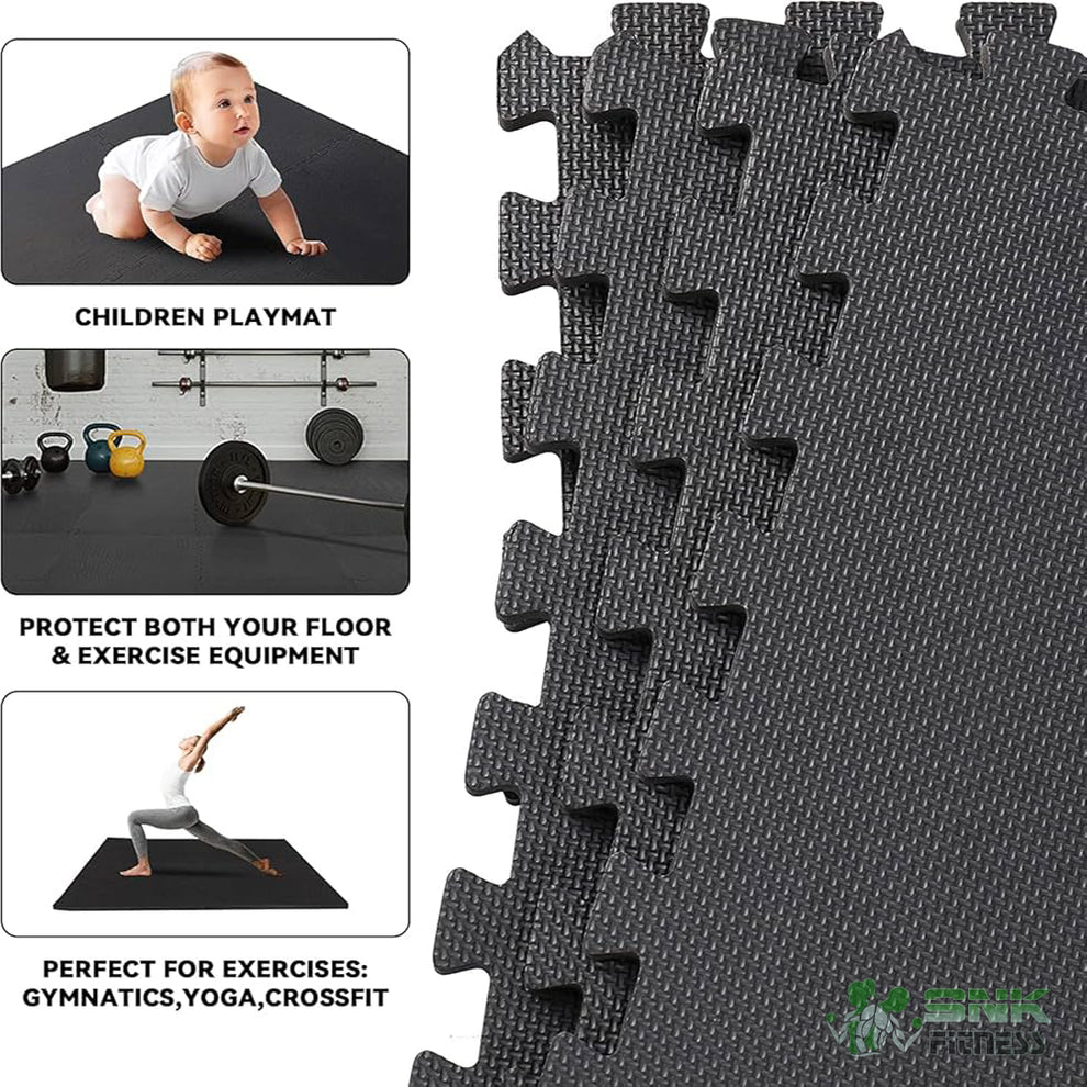 Interlocking Foam Exercise Mats 24"x24" | ½" Thick Gym Flooring for Ho ...