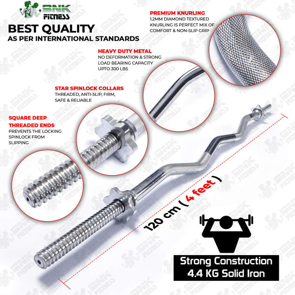 EZ Bar Curl Rod Curl Bar Zigzag Rod Zig Zag Barbell for Home Gym – SNK ...